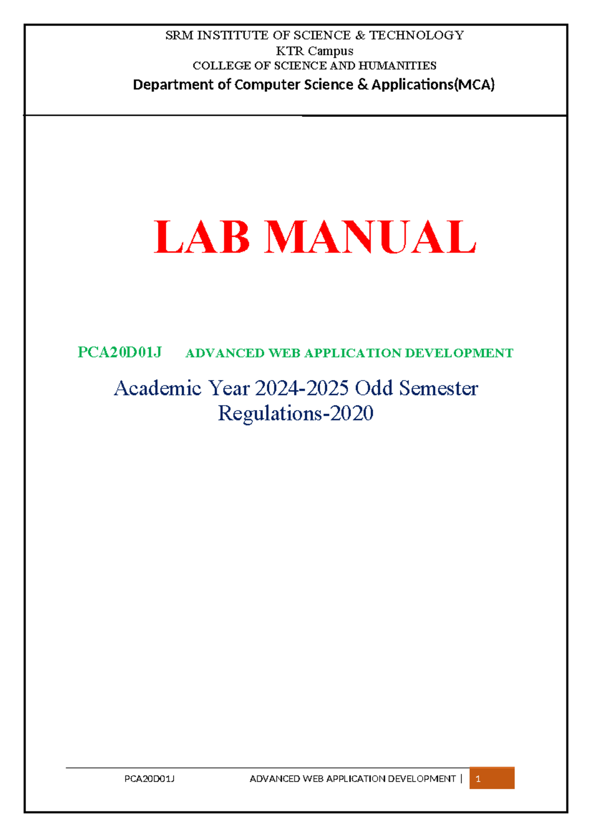 AWD Lab Manual - this is AWD lab record material - PCA20D01J ADVANCED ...