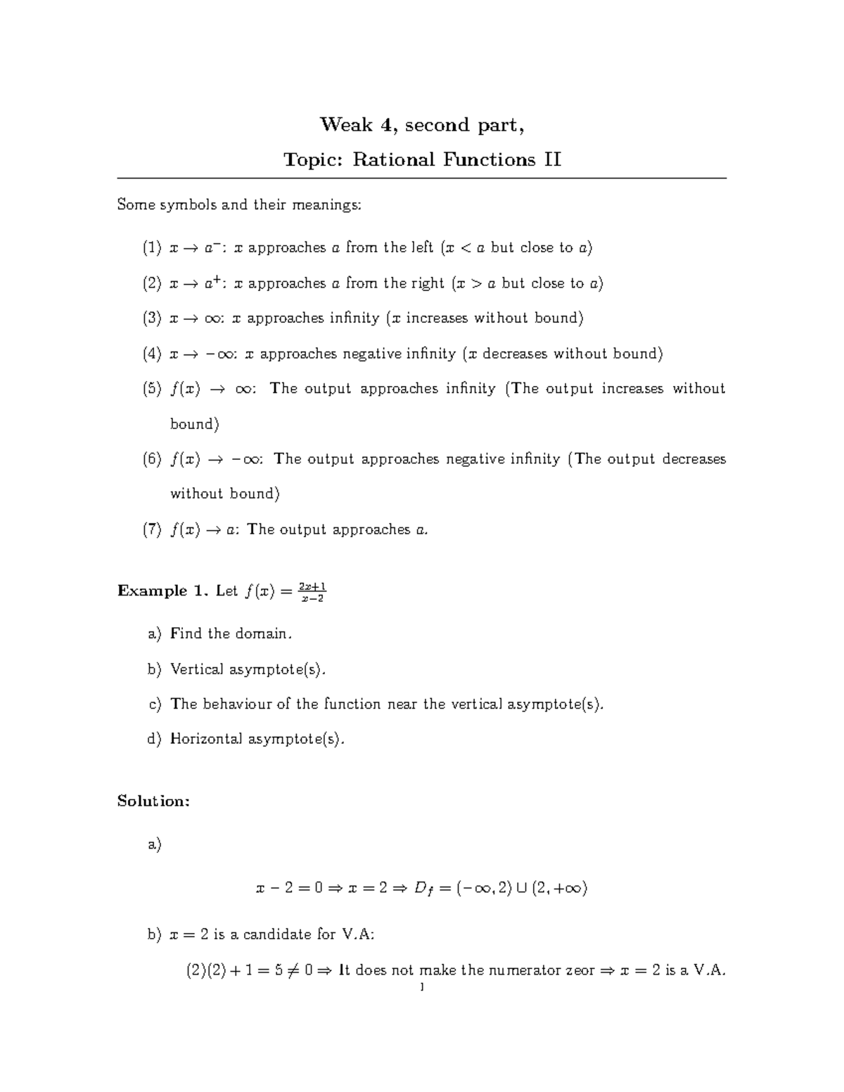 W42 - Rational Functions - ฀Weak 4, second part, Topic: Rational ...