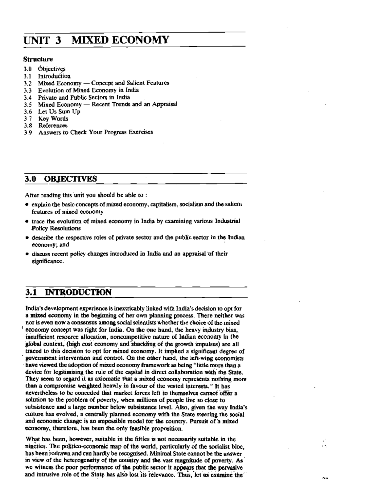 Unit-3 - important unit - UNIT 3 MIXED ECONOMY Structure dbjectiv? Introduction ####### Mixed ...
