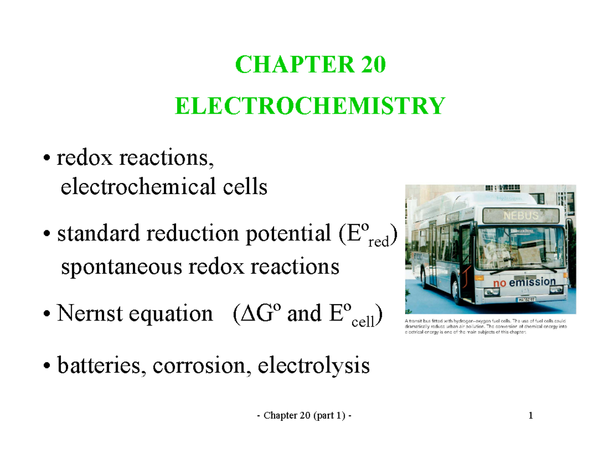 CHEM LECTURE NOTES 4 CHAPTER 20 **EXTRA HELP** - CHAPTER 20 ...