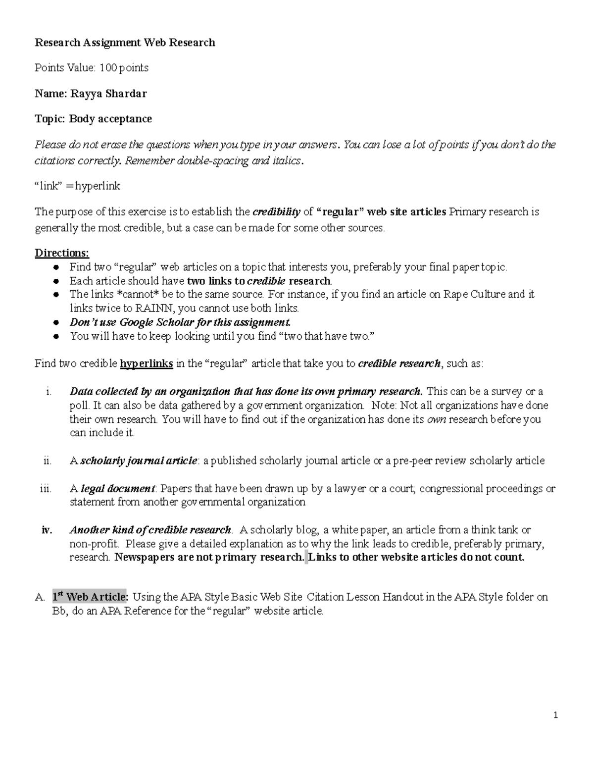 Web Research Blank 2022 - Research Assignment Web Research Points Value ...