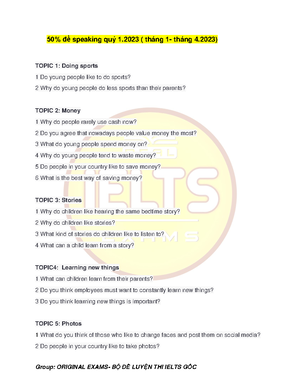 Ielts Speaking [PART 1] - Topic, Questions, Answers - IELTS SPEAKING ...