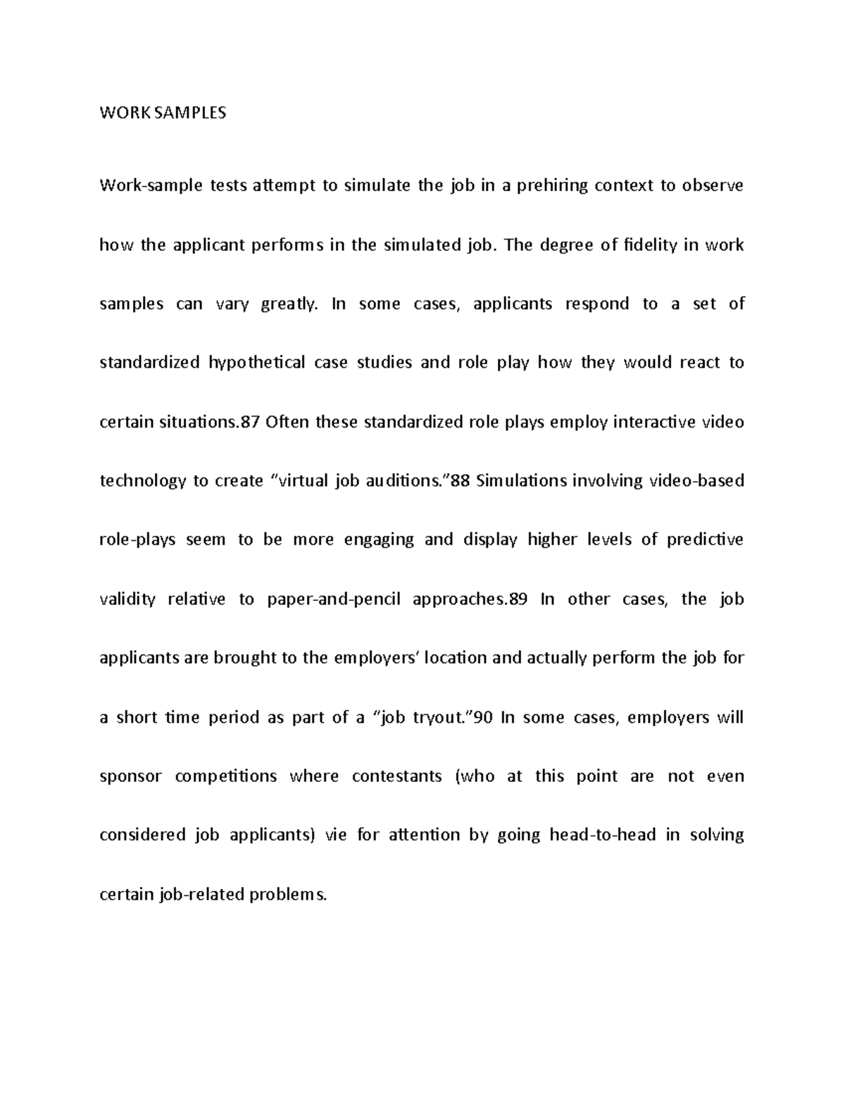 HRM 29- WORK Samples - WORK SAMPLES Work-sample tests attempt to ...