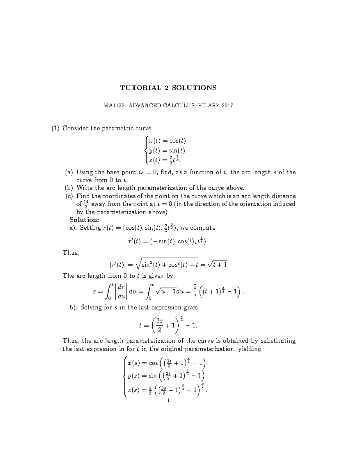 ACT2S - MAT1132 - TUTORIAL 2 SOLUTIONS MA1132: ADVANCED CALCULUS ...