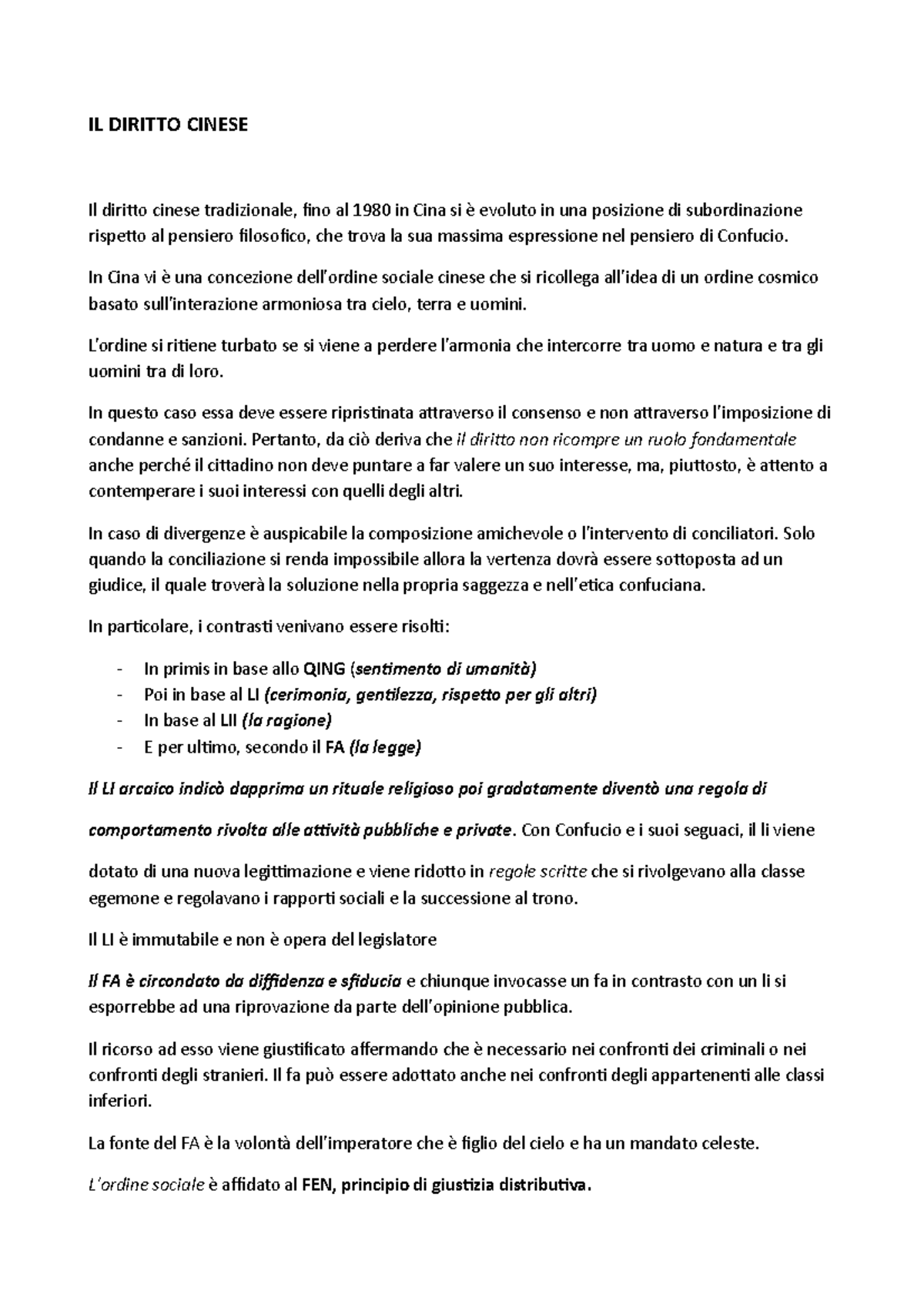 IL Diritto Cinese - Riassunto Sistemi giuridi comparati - IL DIRITTO CINESE Il diritto cinese ...