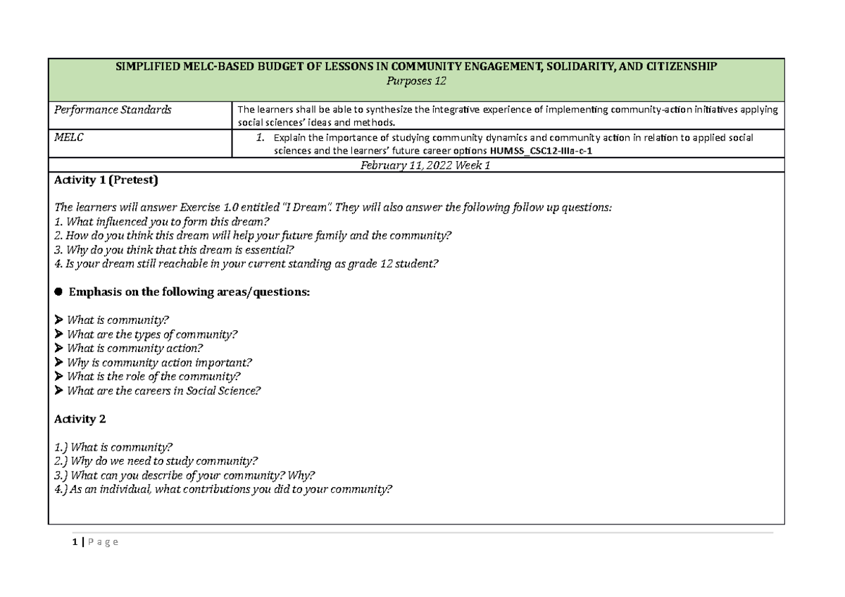 BOL in CESC - how to make Budget of Lesson - SIMPLIFIED MELC-BASED ...