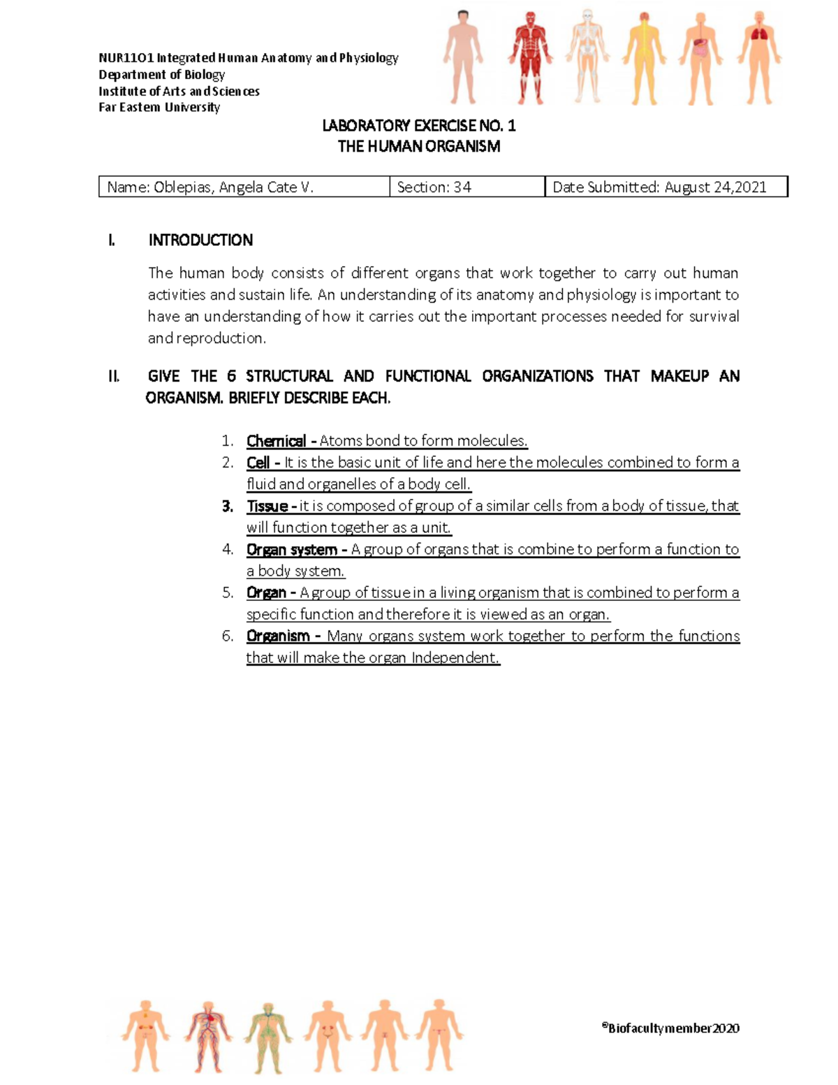 LAB Exercise 1 Acoblepias 082421 - Department of Biology Institute of ...