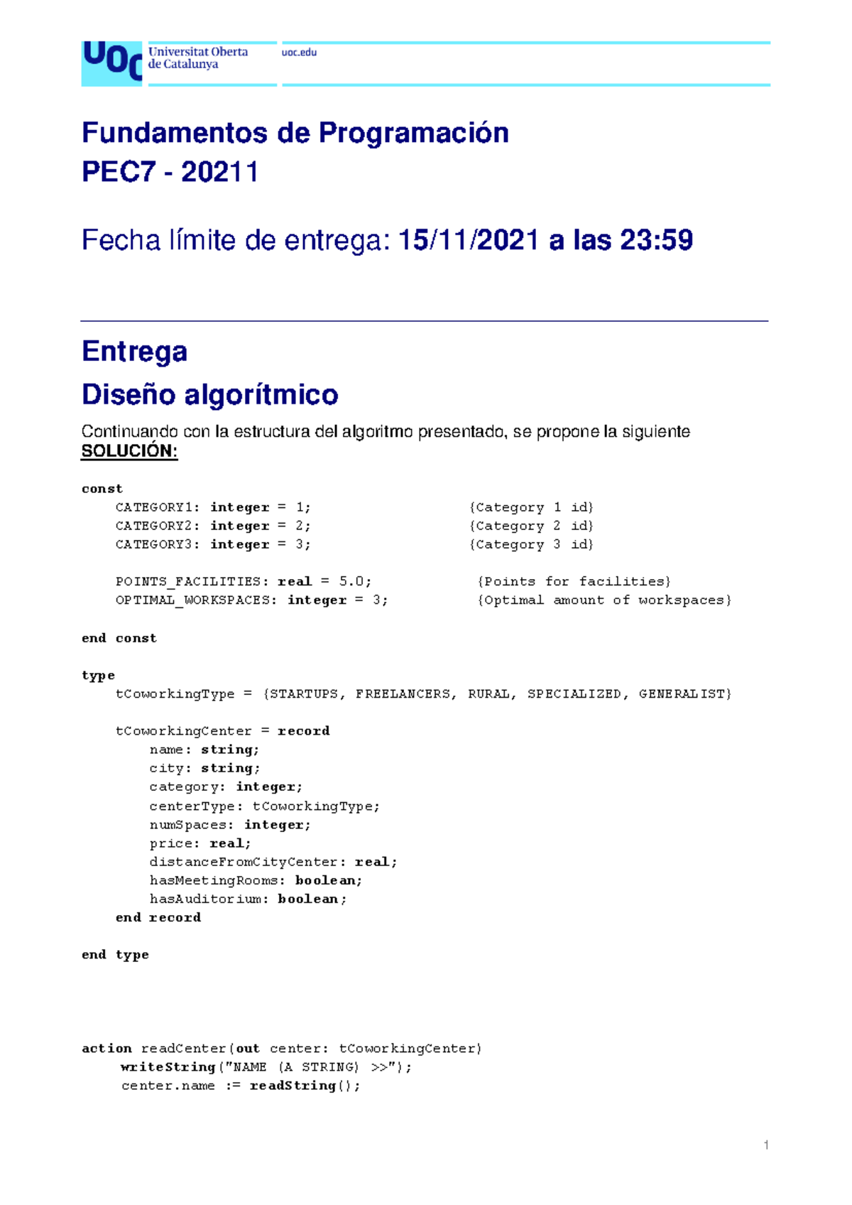 PEC7 fundamentos de programacion 20211 Entrega - Fundamentos de Programación PEC7 - 20211 Fecha ...