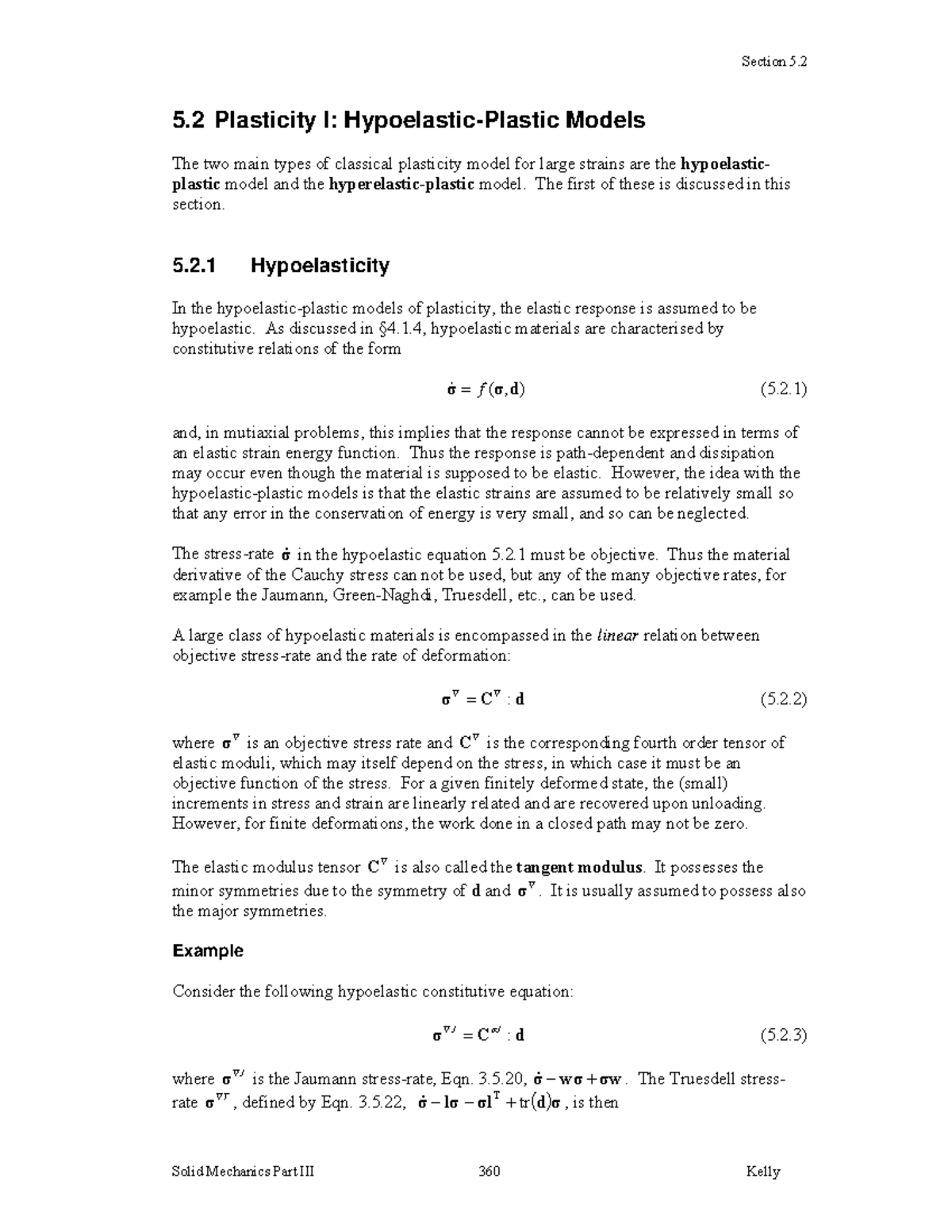 2.2 Plasticity Hypoelastic - 5 Plasticity I: Hypoelastic-Plastic Models ...
