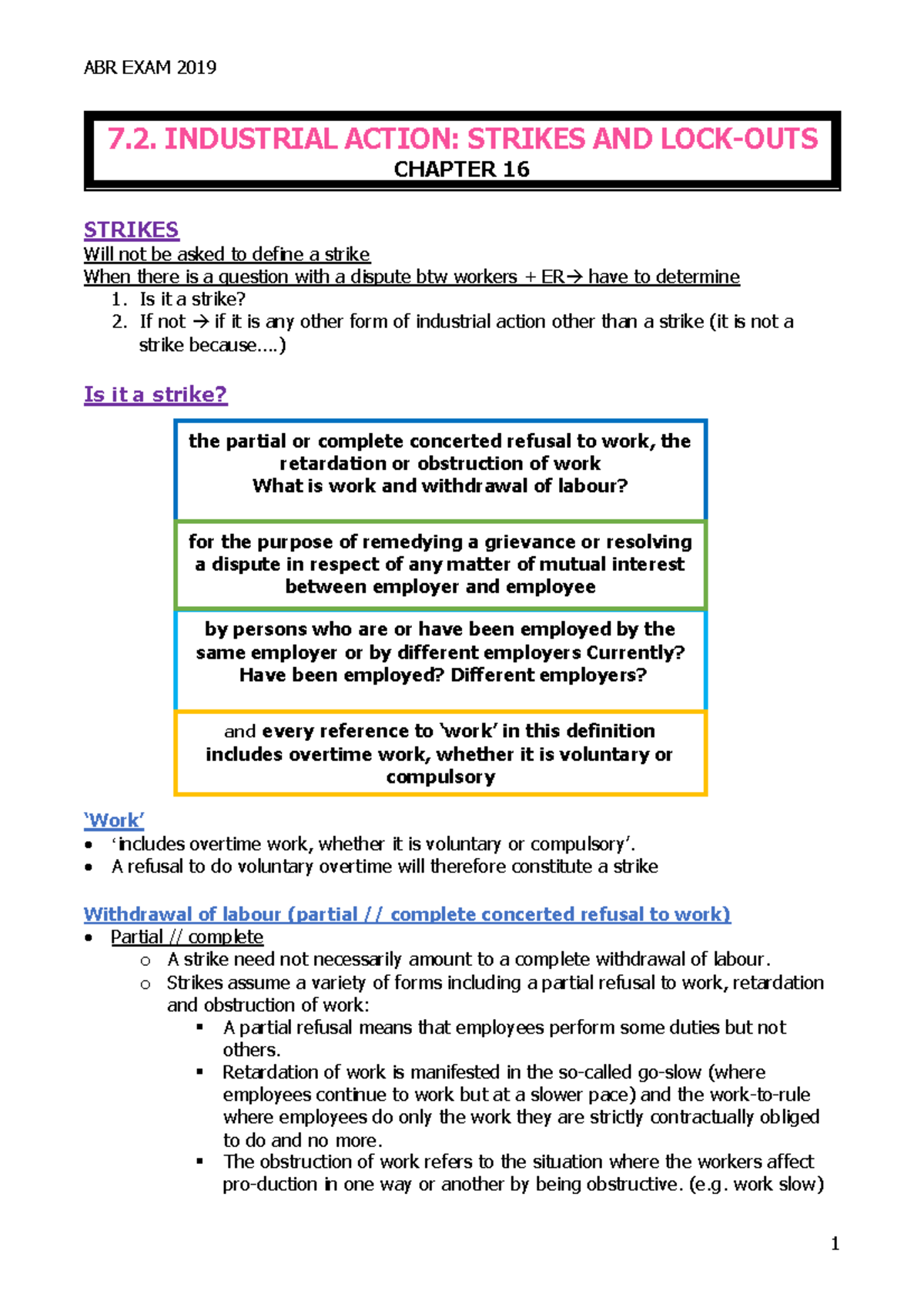 Strikes LOCK-OUTS - ABR EXAM 2019 7. INDUSTRIAL ACTION: STRIKES AND ...