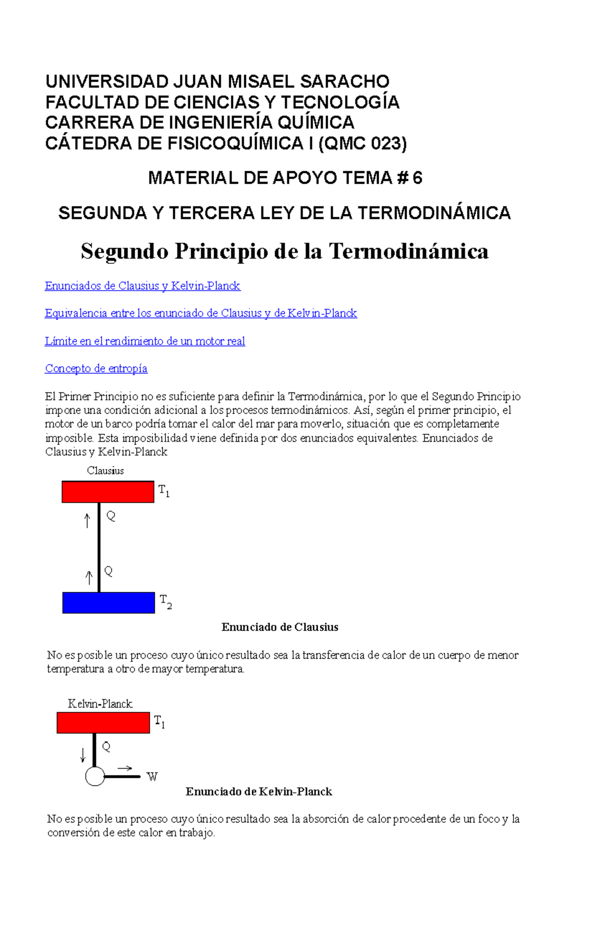 Tema 6.- segunda y tercera ley de la termodinámica - UNIVERSIDAD JUAN ...