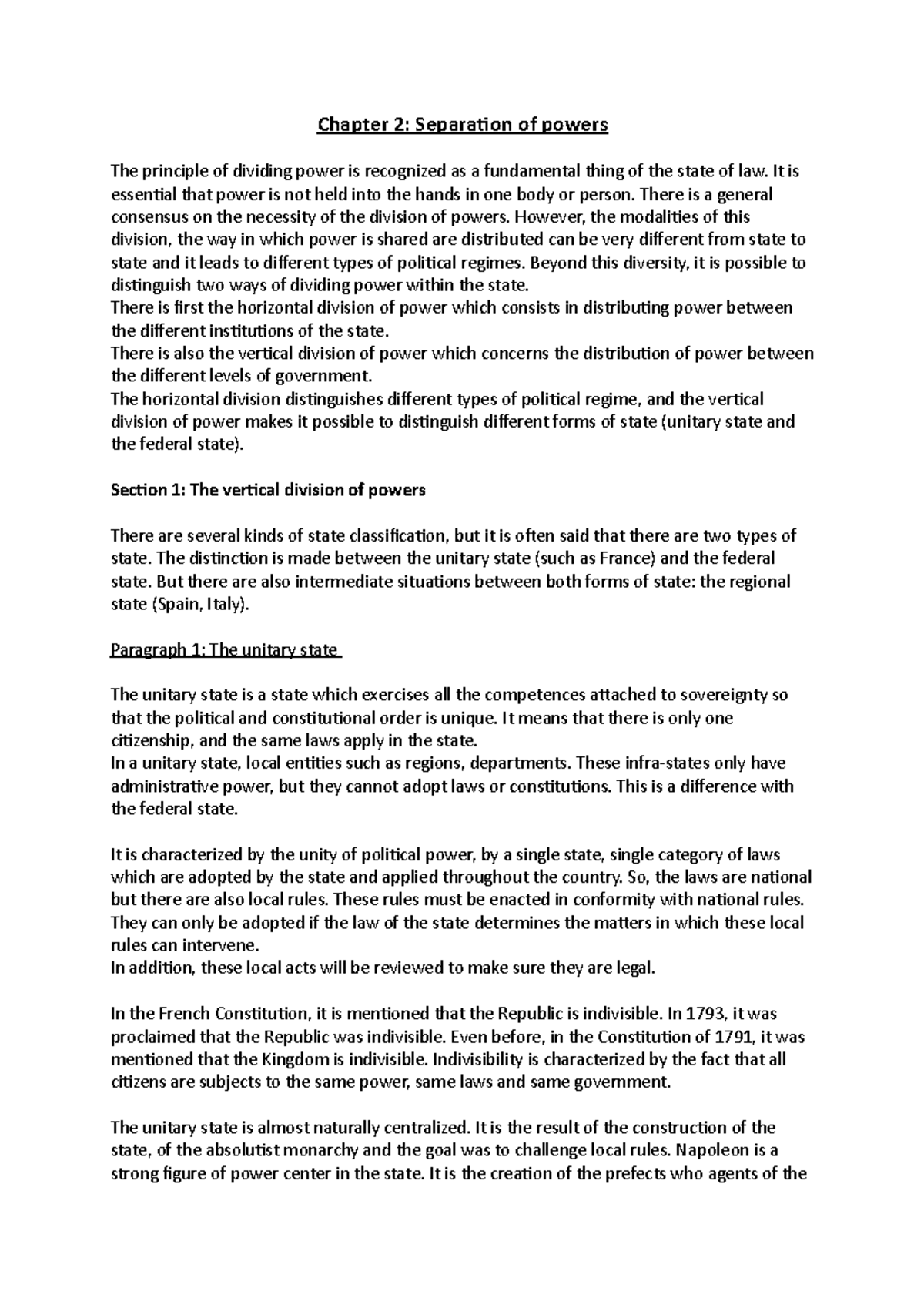 Chapitre 2 : Separation of powers - Chapter 2: Separation of powers The ...