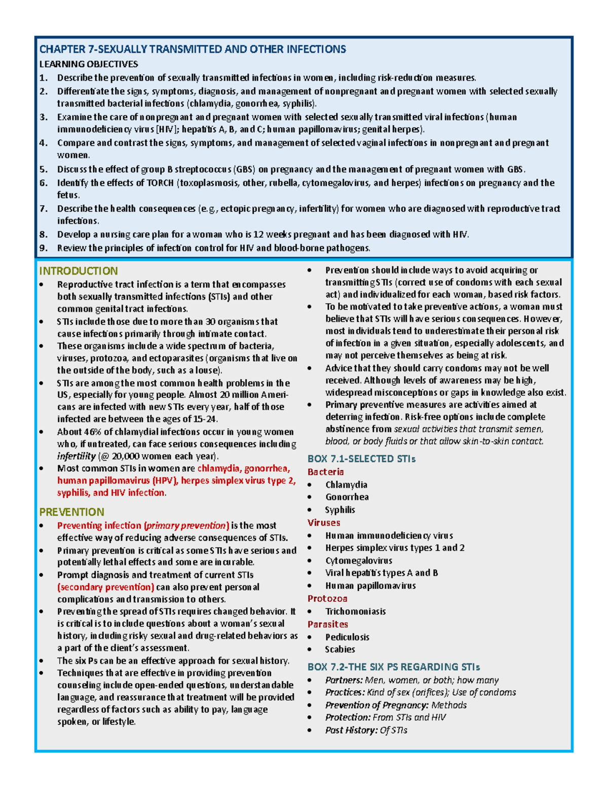 Maternity Chapter 7-STIs and Other Infections - CHAPTER 7-SEXUALLY ...