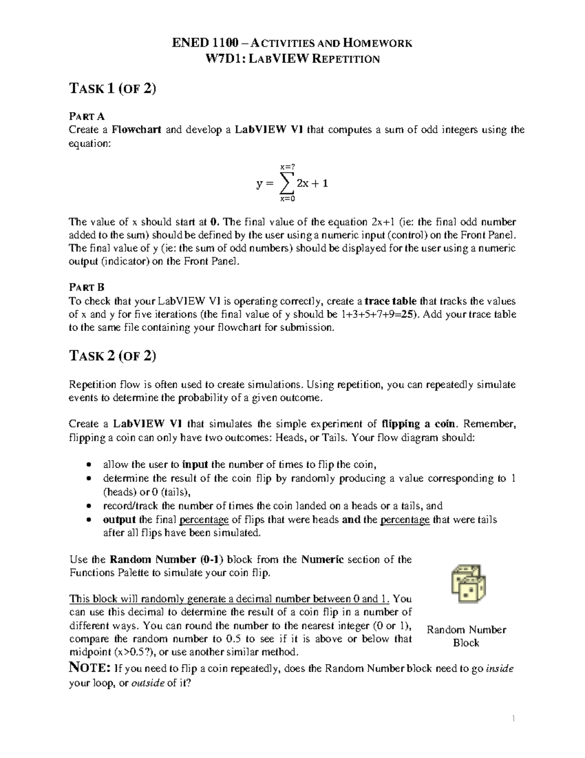 HW W7D1 Repetition - ENED 1100 – ACTIVITIES AND HOMEWORK W7D1: LABVIEW ...