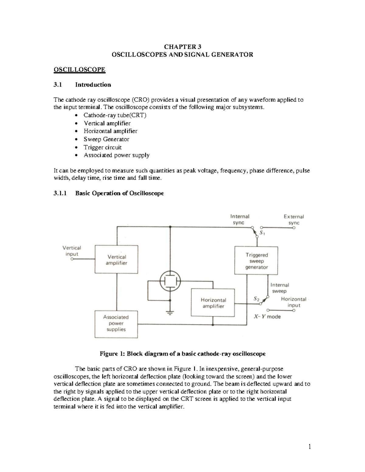 Oscilloscope - Modern physics - CHAPTER 3 OSCILLOSCOPES AND SIGNAL GENERATOR OSCILLOSCOPE 3 ...
