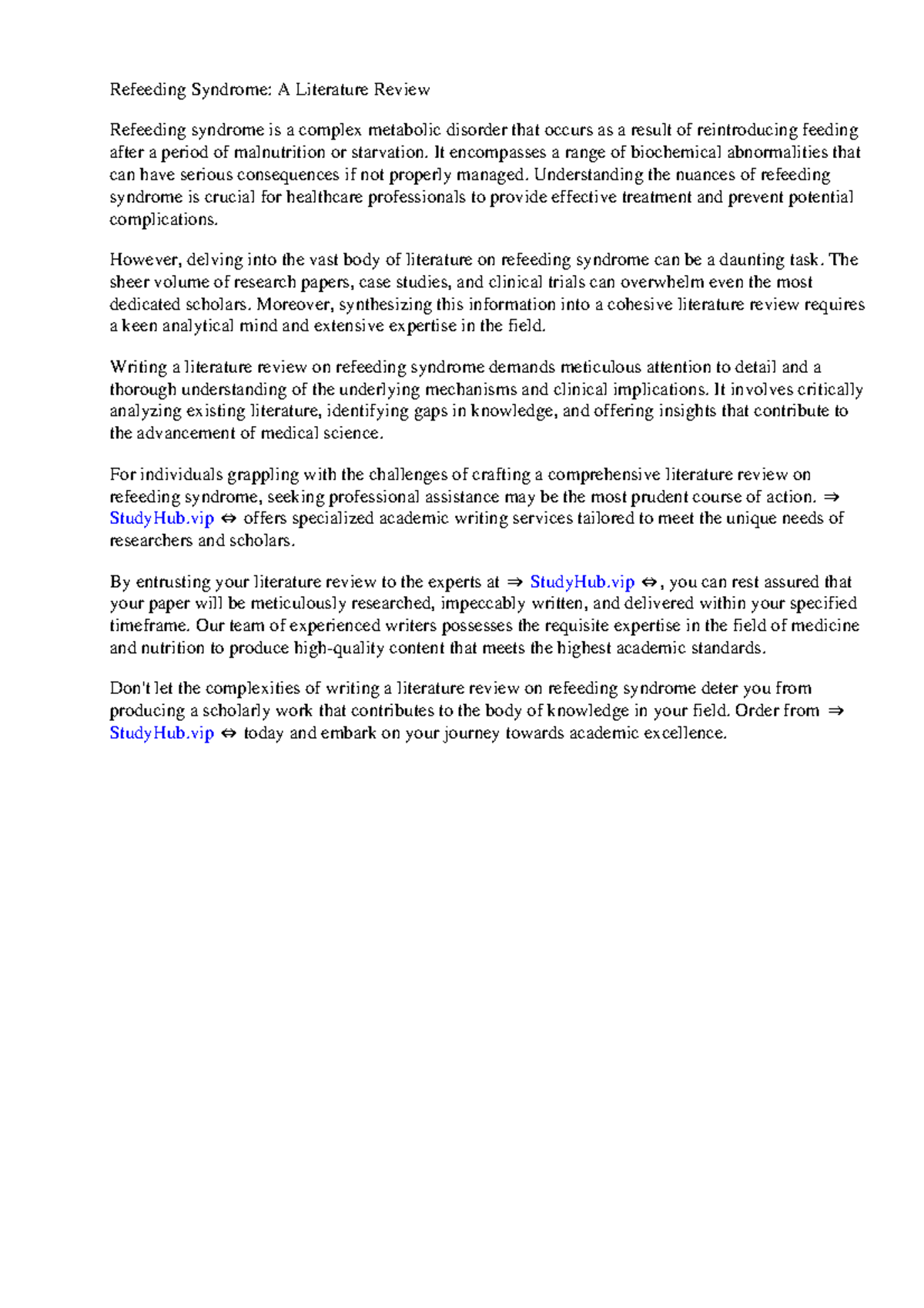 Refeeding Syndrome A Literature Review Khan - Refeeding Syndrome: A ...