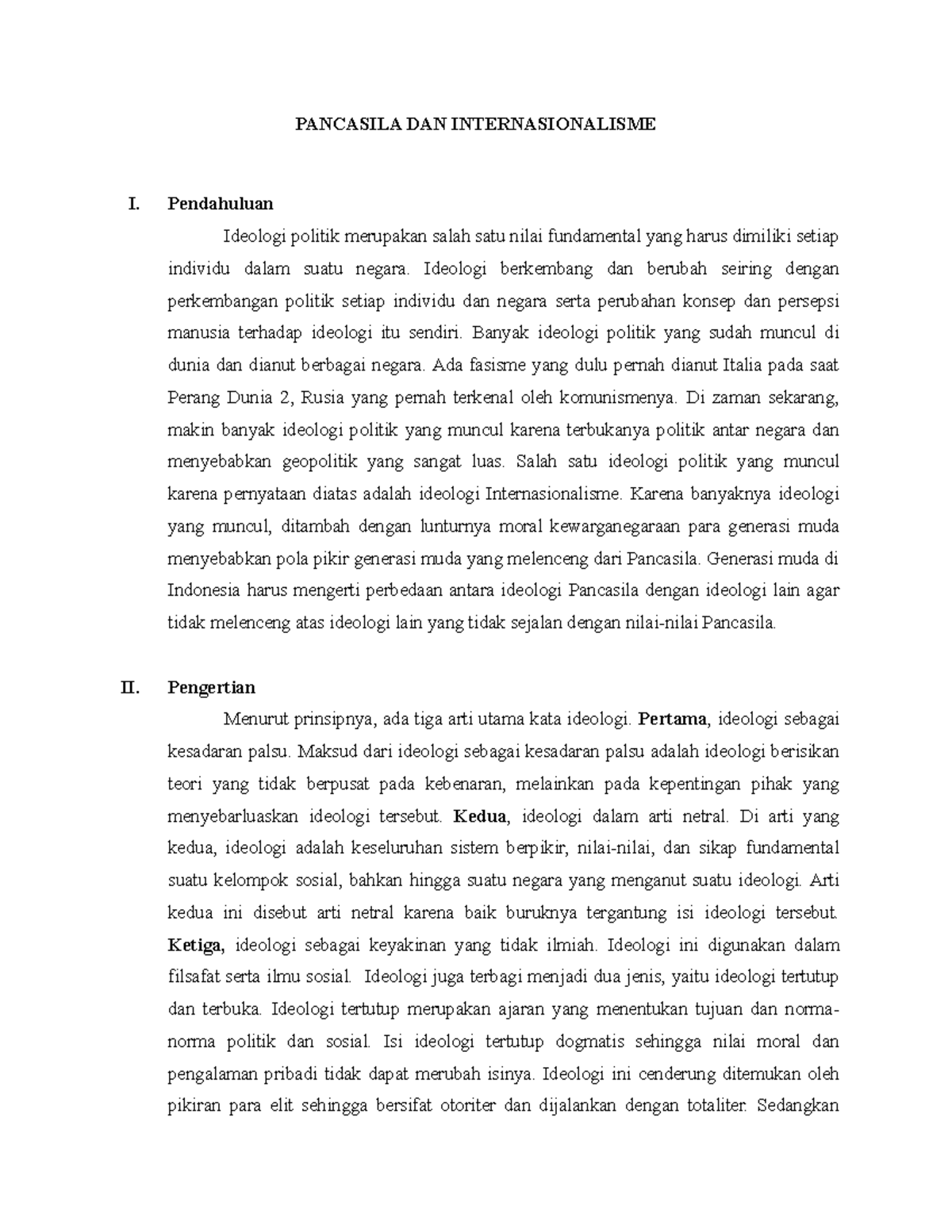 Pancasila dan Internasionalisme - PANCASILA DAN INTERNASIONALISME I ...