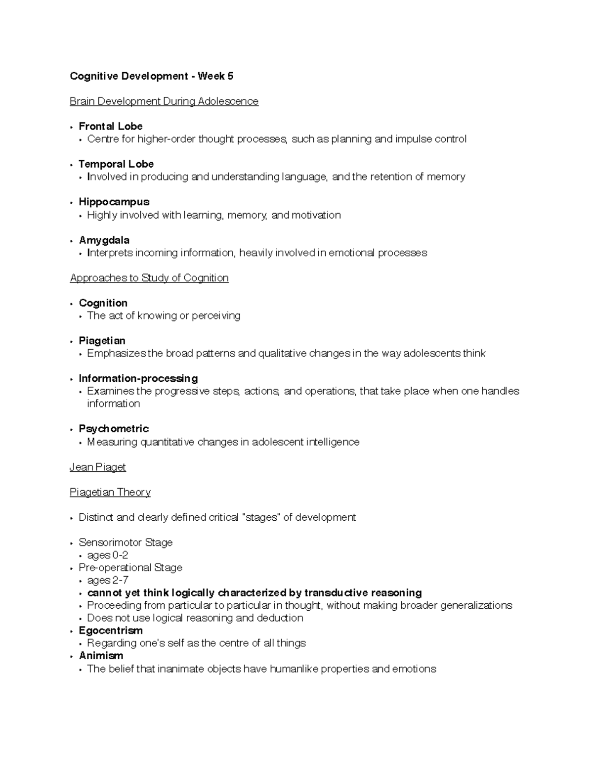 PSY 221 Cognitive Development Week 5 - Cognitive Development - Week 5 ...
