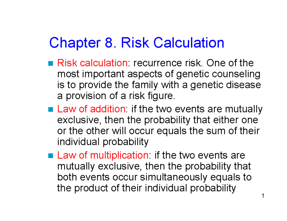 Chapter 8 Risk calculation - CHEM 3500 - KSU - Studocu