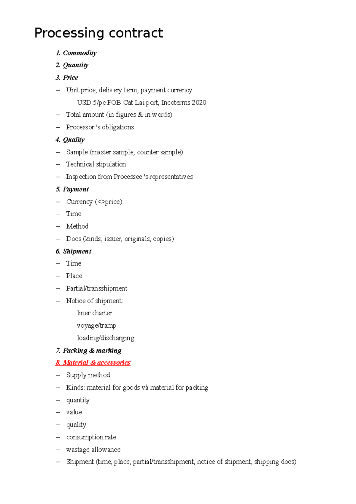 Qtxnk-final - dont have - Processing contract Commodity Quantity Price − Unit price, delivery ...