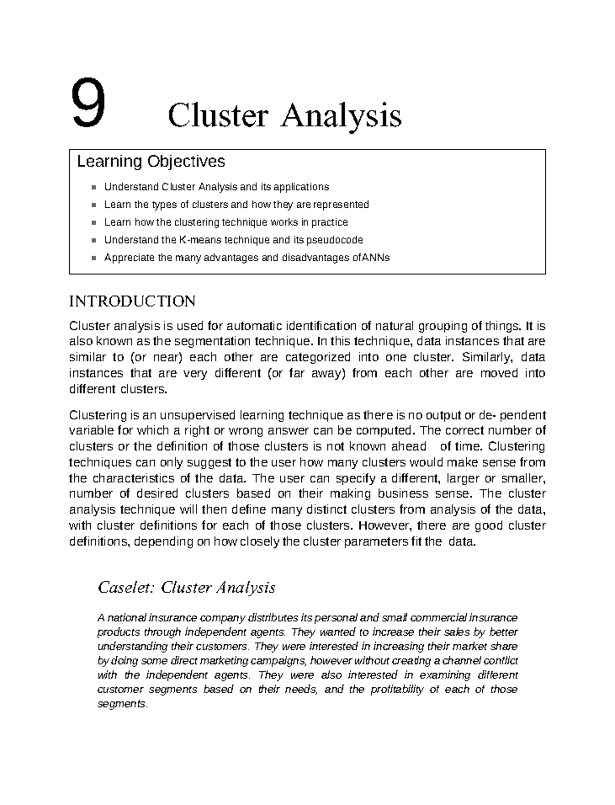 Module 9 - Cluster Analysis - 9 Cluster Analysis INTRODUCTION Cluster ...