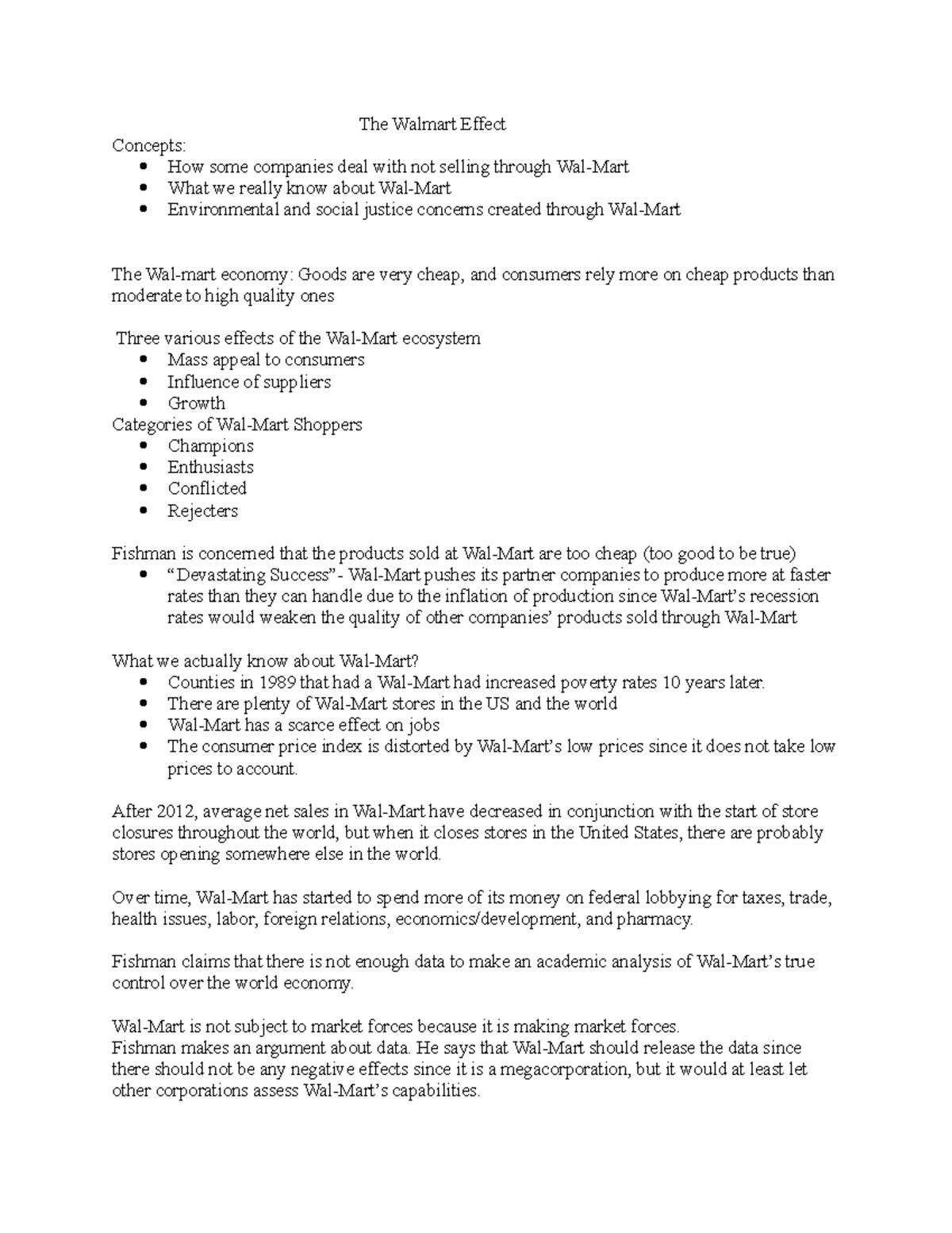 The Walmart Effect (Important takeaways) - The Walmart Effect Concepts ...