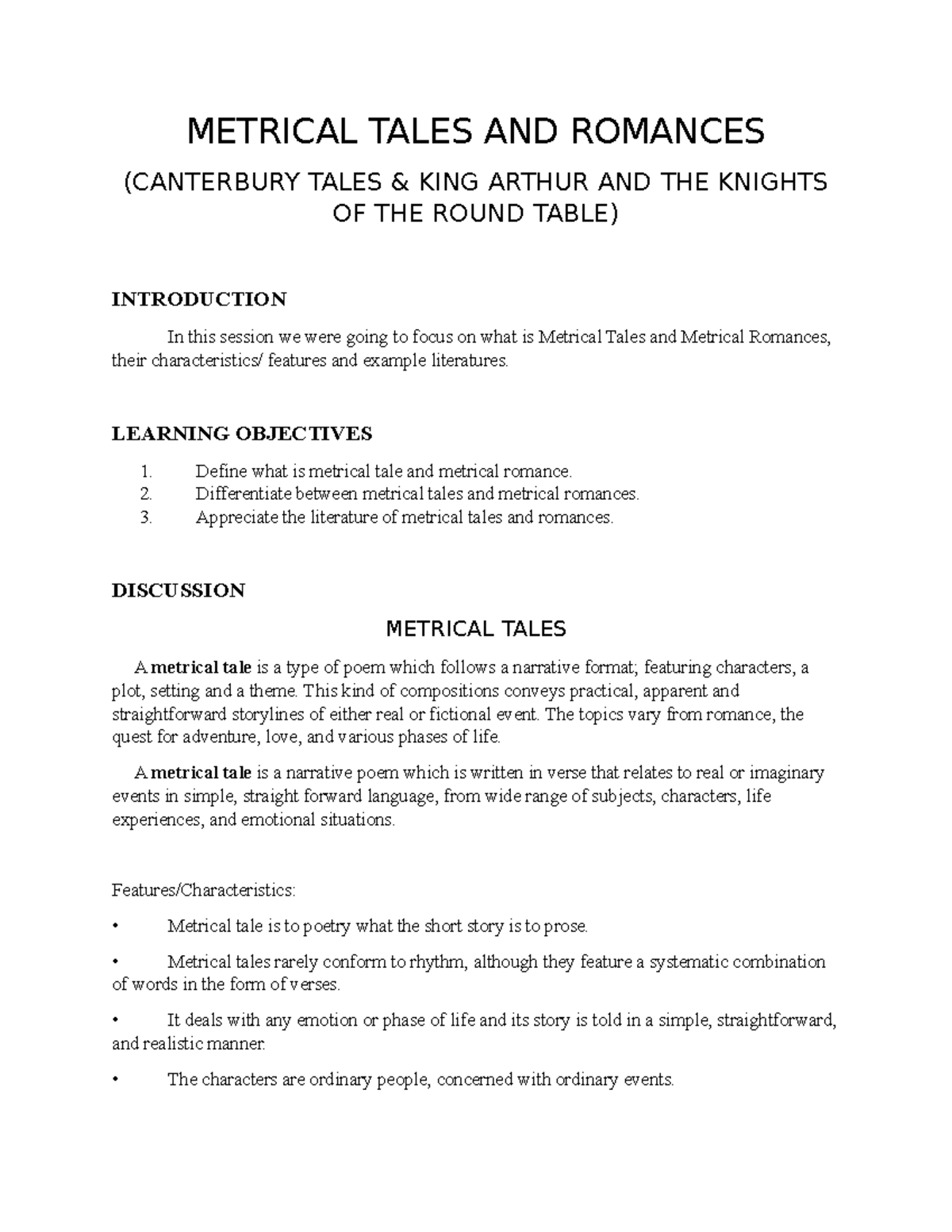 Metrical Tales AND Romances - METRICAL TALES AND ROMANCES (CANTERBURY TALES & KING ARTHUR AND ...