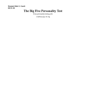 DAKS-5 - Summary of the big 5 - Openness Openness (also referred to as ...