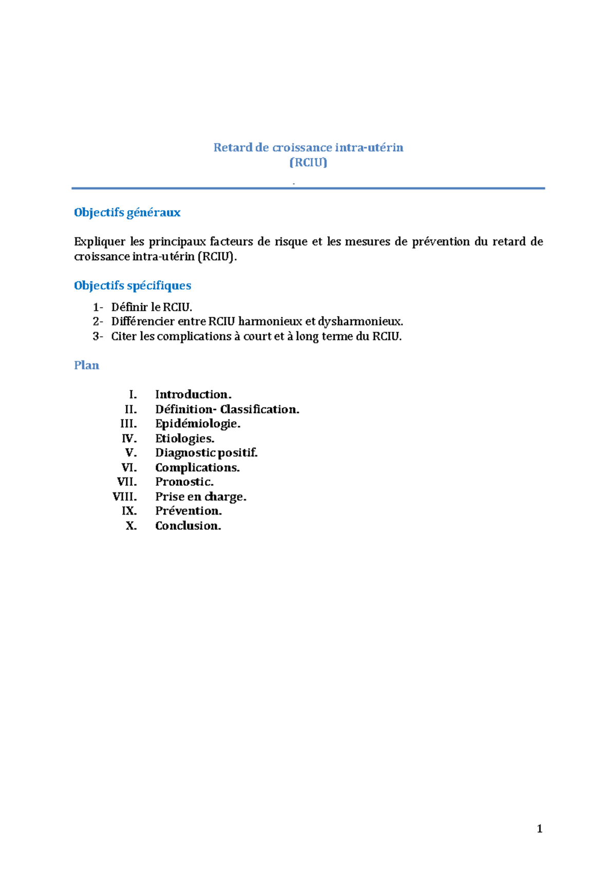 RCIU - Retard de croissance intra-utérin - Retard de croissance intra ...