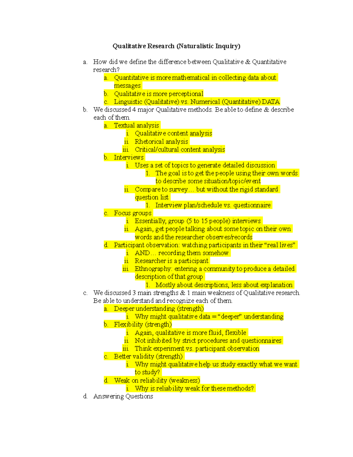 Qualitative Research (Exam 2 Material) - Qualitative Research ...
