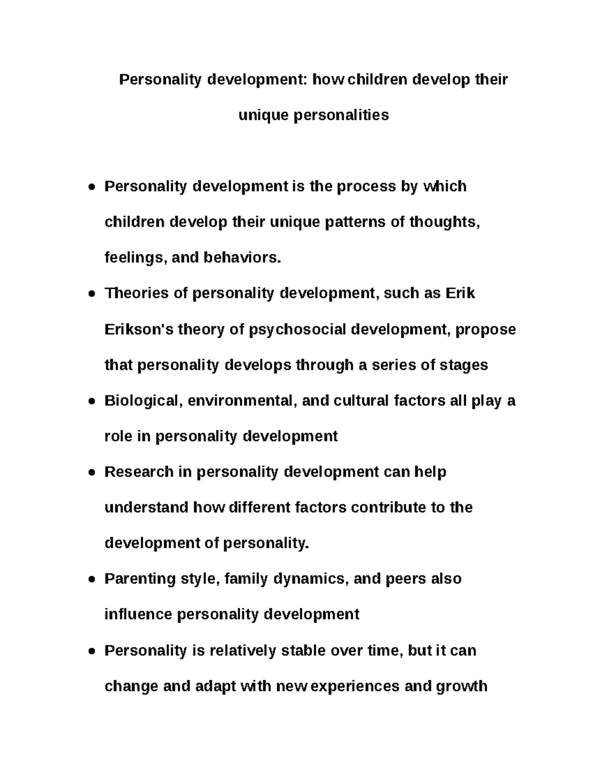 Personality development how children develop their unique personalities ...