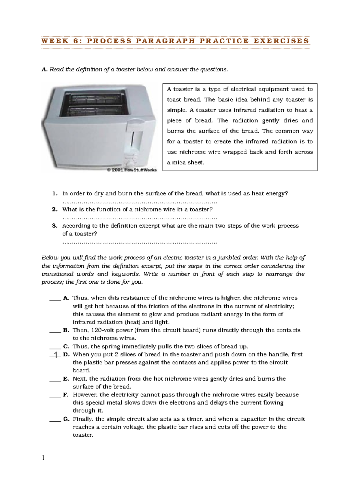 3.Process paragraph practice exercises - WEEK 6: PROCESS PARAGRAPH ...