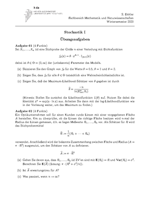 Mathe 2 - Übungsblatt - 1 ) a: Lim ( 1- +2¥ , 33nA n ³ so Sei m = In ...
