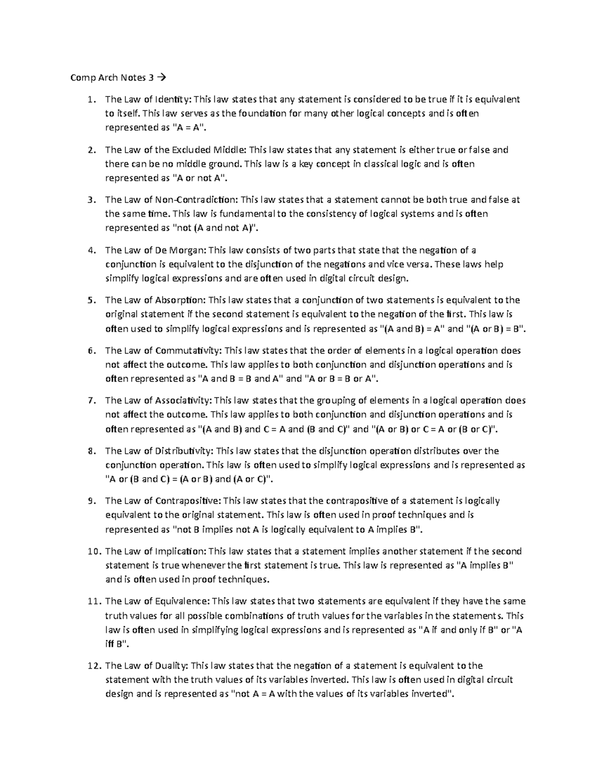 Comp Arch Notes 3 - This law serves as the foundation for many other ...