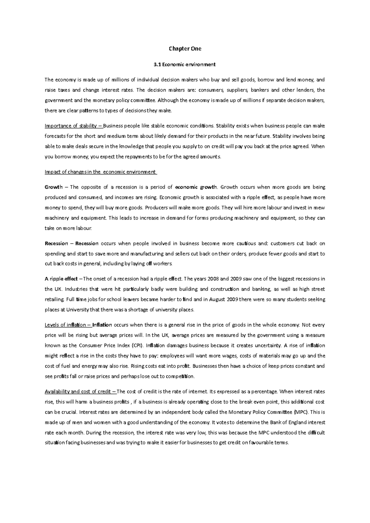 Chapter One Notes - 3.1 - 4 - Studocu