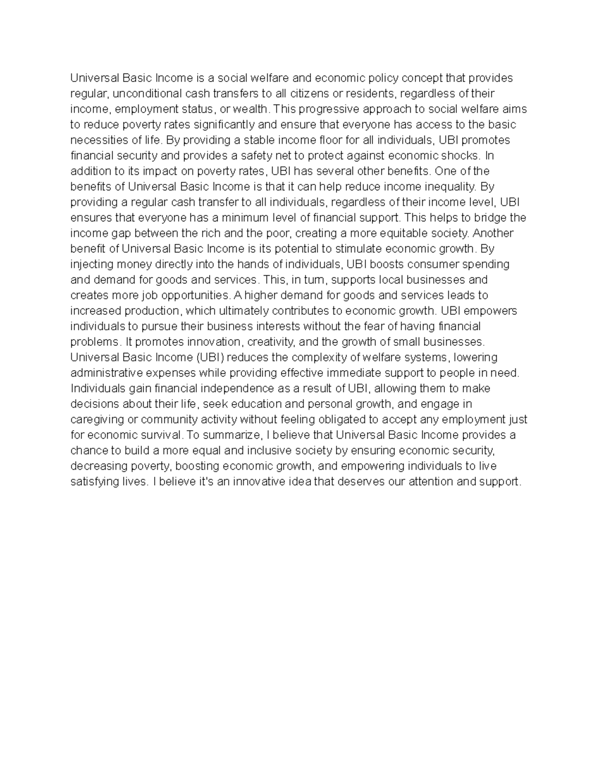 UBI Debate - it is - Universal Basic Income is a social welfare and ...