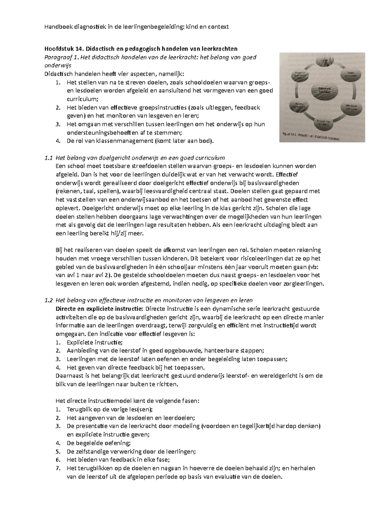 Samenvatiing handboek diagnostiek hoofdstuk 14 - Hoofdstuk 14. Didactisch en pedagogisch ...