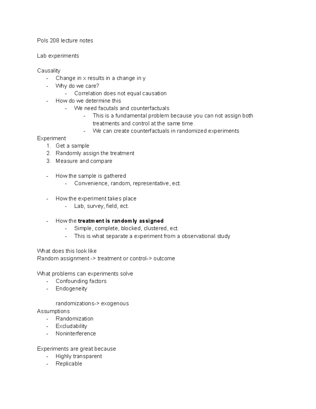 Pols 208 lecture notes - Pols 208 lecture notes Lab experiments ...