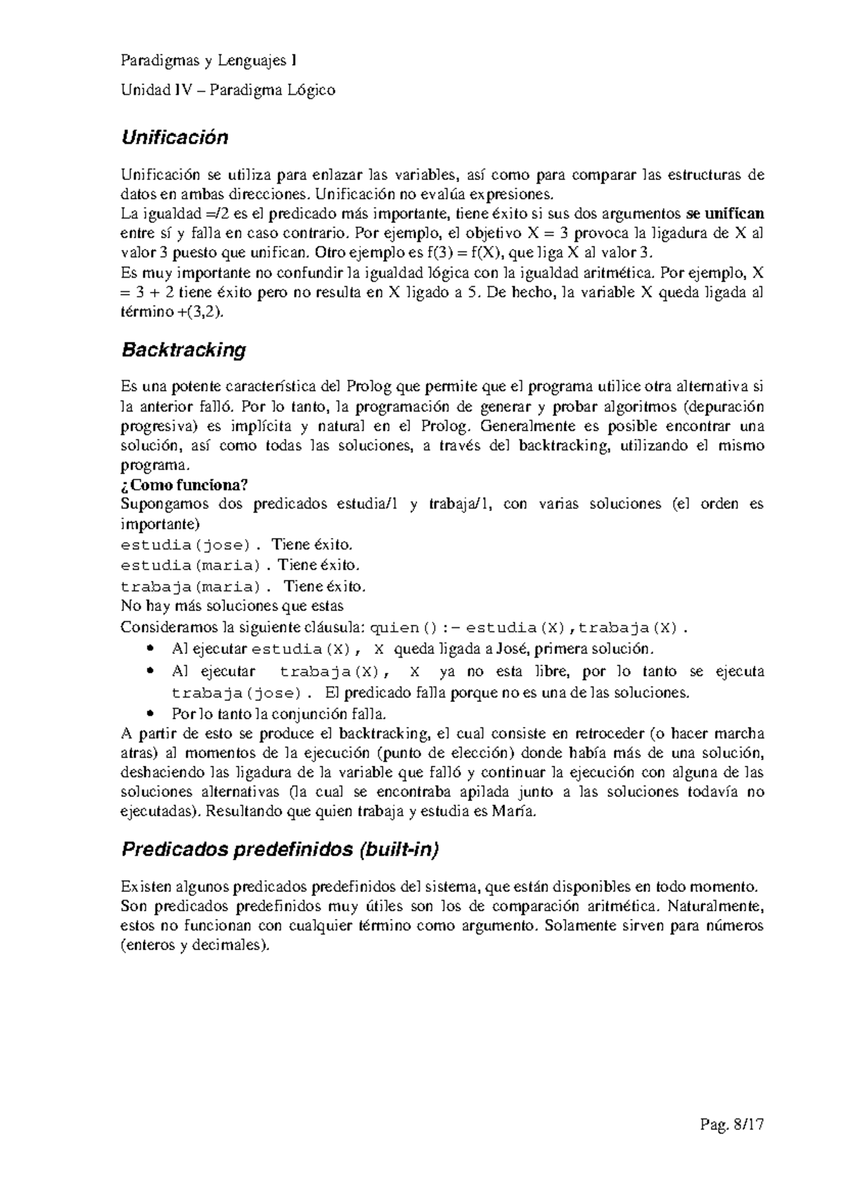 Unidad IV – Paradigma Lógico Segunda Parte - Paradigmas y Lenguajes I ...