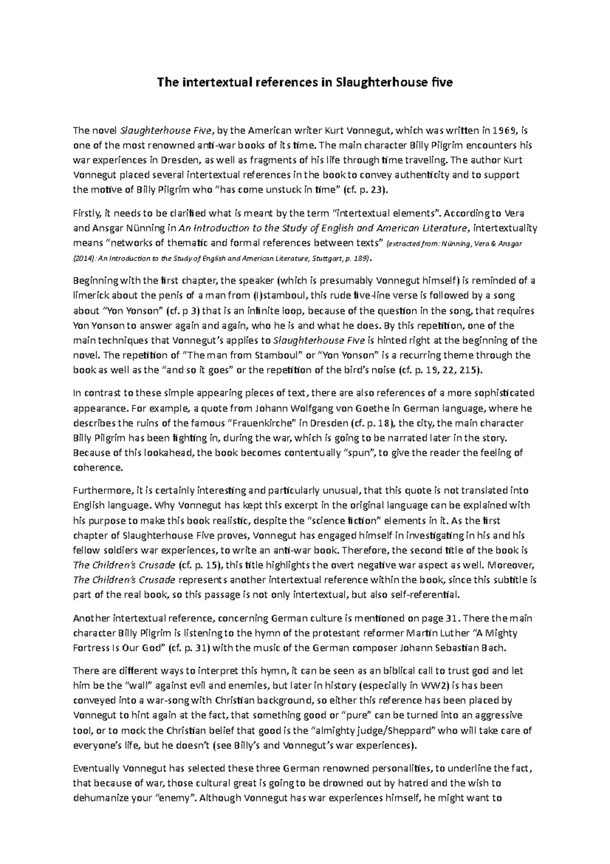 The intertextual references in Slaughterhouse five - Kopie - The ...