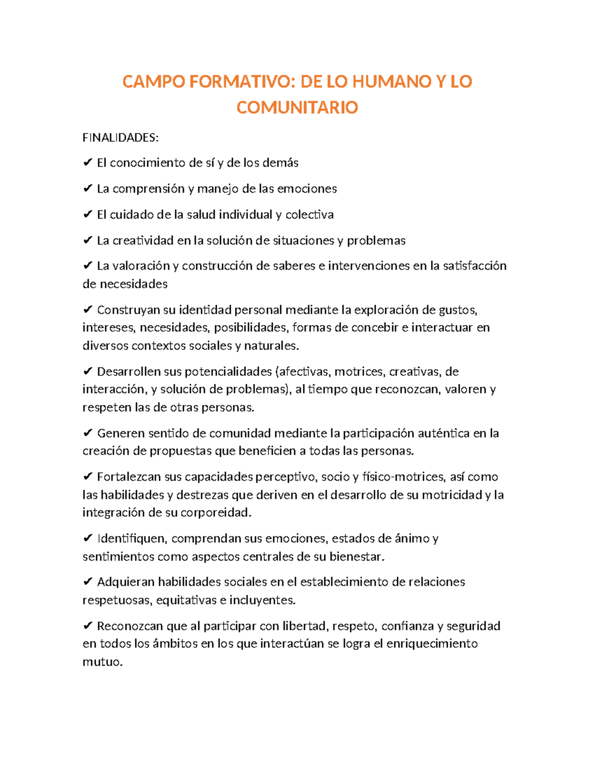 Campo Formativo DE LO Humano Y LO Comunitario - CAMPO FORMATIVO: DE LO HUMANO Y LO COMUNITARIO ...
