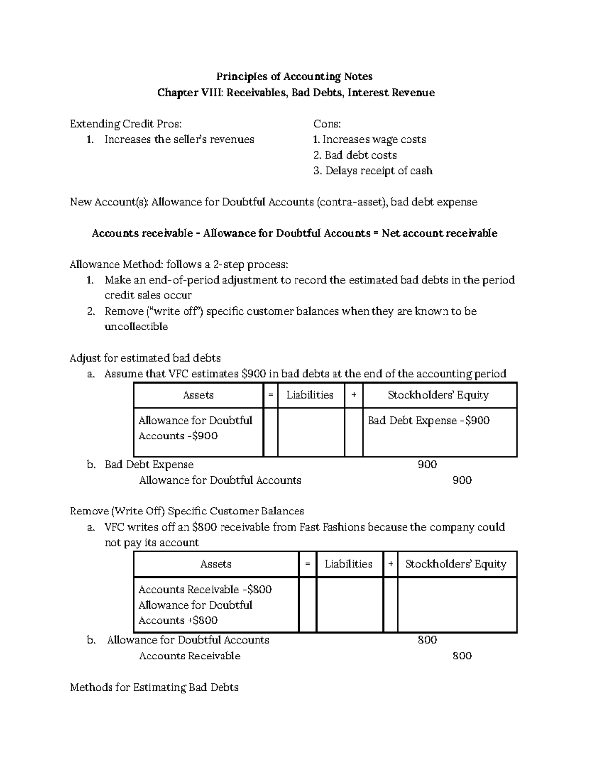 Accounting Chapter VIII Notes - Principles of Accounting Notes Chapter ...