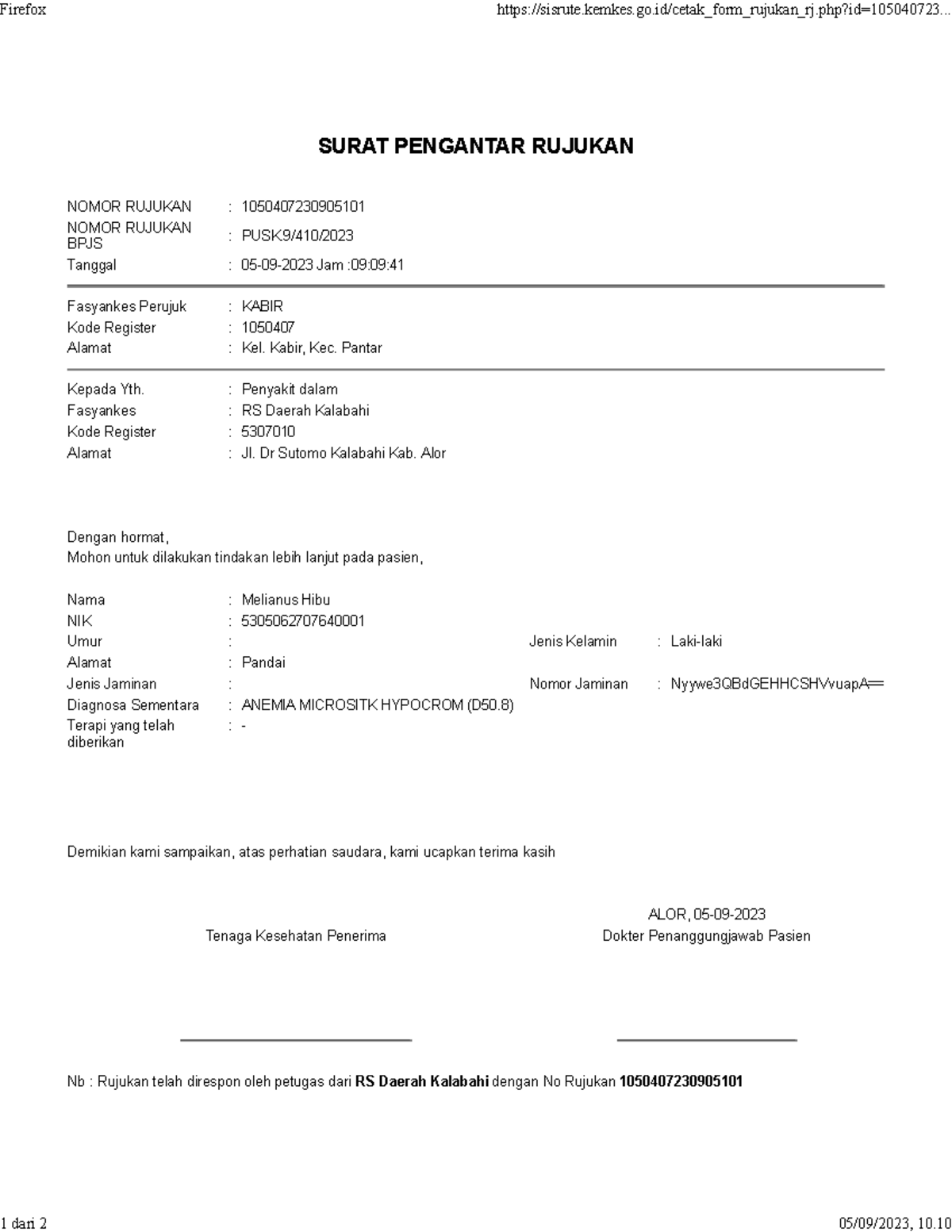 Melianus Hibu-cetak form rujukan rj - SURAT PENGANTAR RUJUKAN NOMOR ...