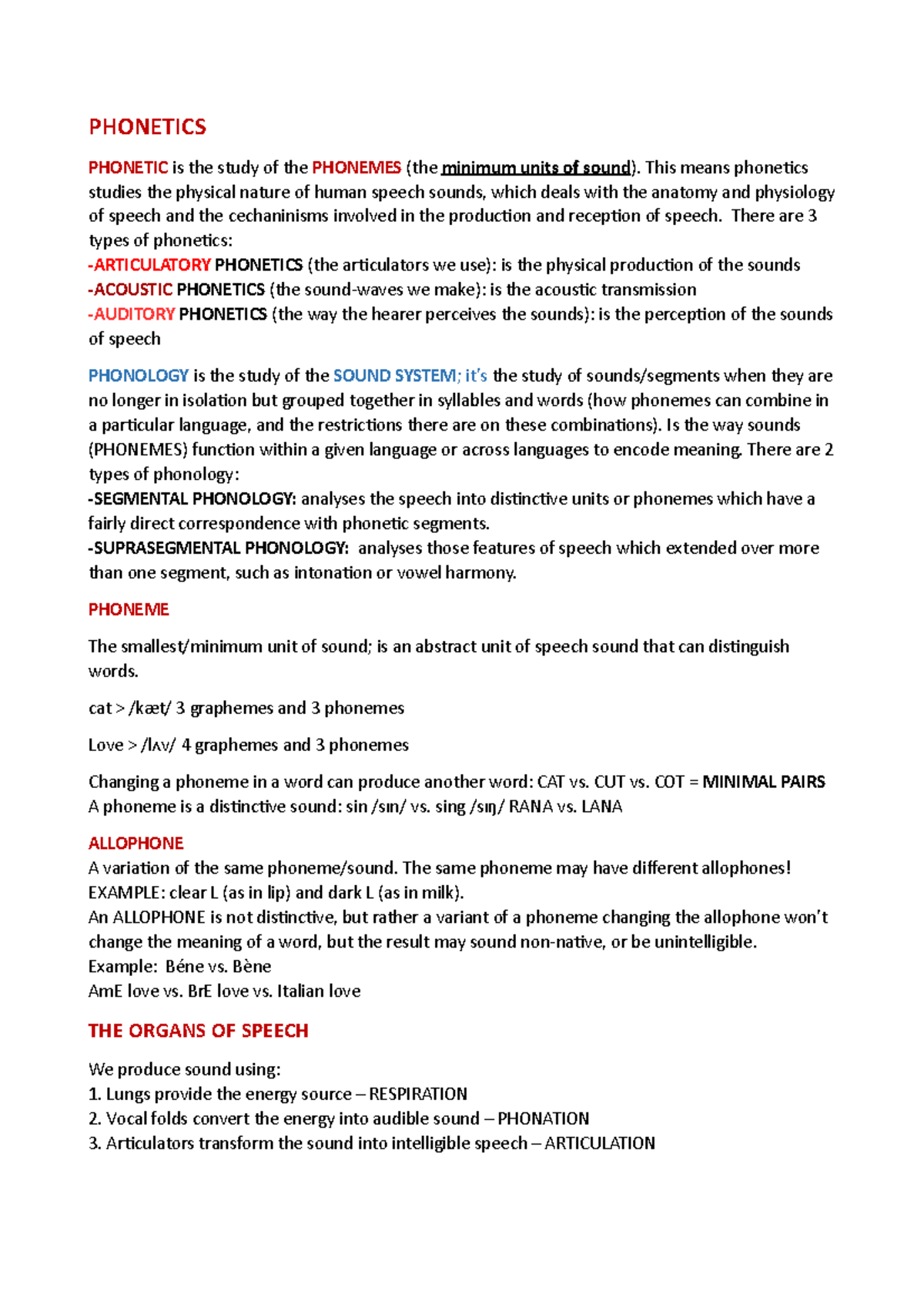 Phonetics - appunti e integrazione slides - PHONETICS PHONETIC is the ...
