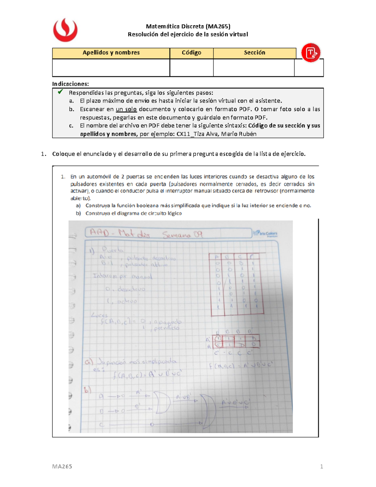 AAD Semana 9 MATE Discreta - MA 265 1 Matemática Discreta (MA265 ...