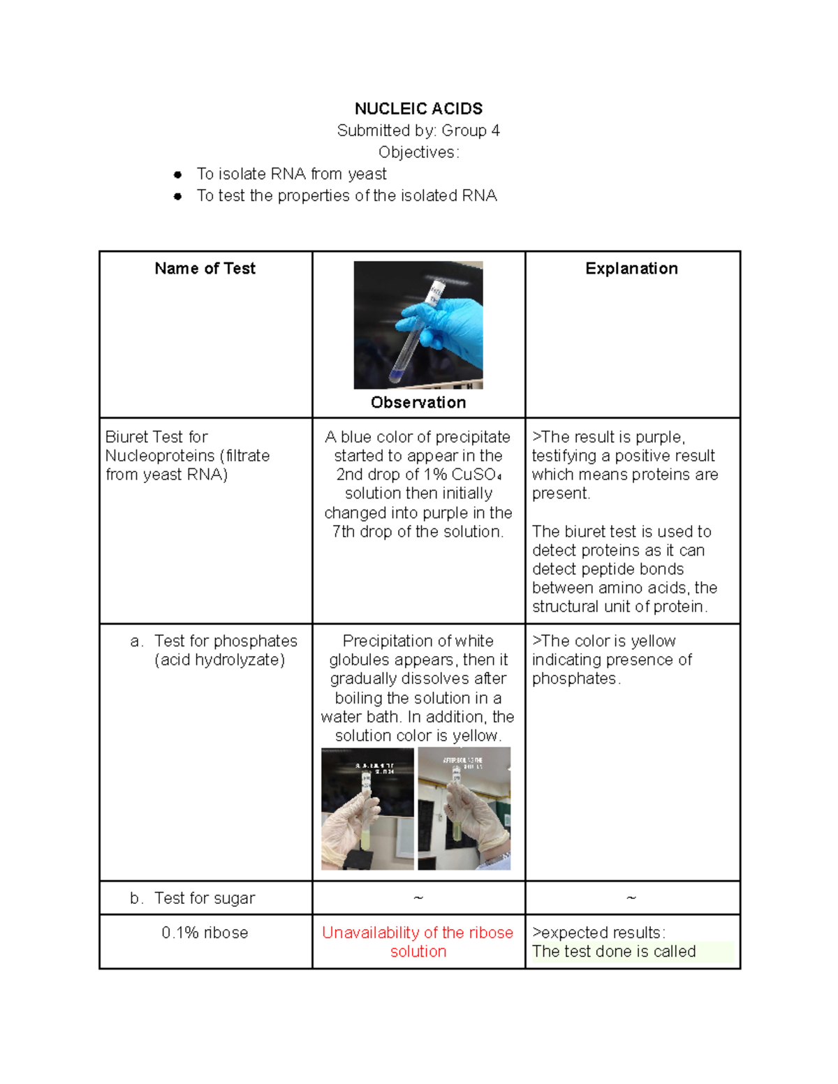 Midterm Laboratory Activity #3 Nucleic Acids Grp. 4 - NUCLEIC ACIDS Submitted by: Group 4 - Studocu