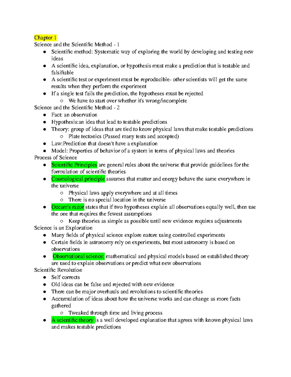 Geo013 - notes before first midterm - Chapter 1 Science and the ...