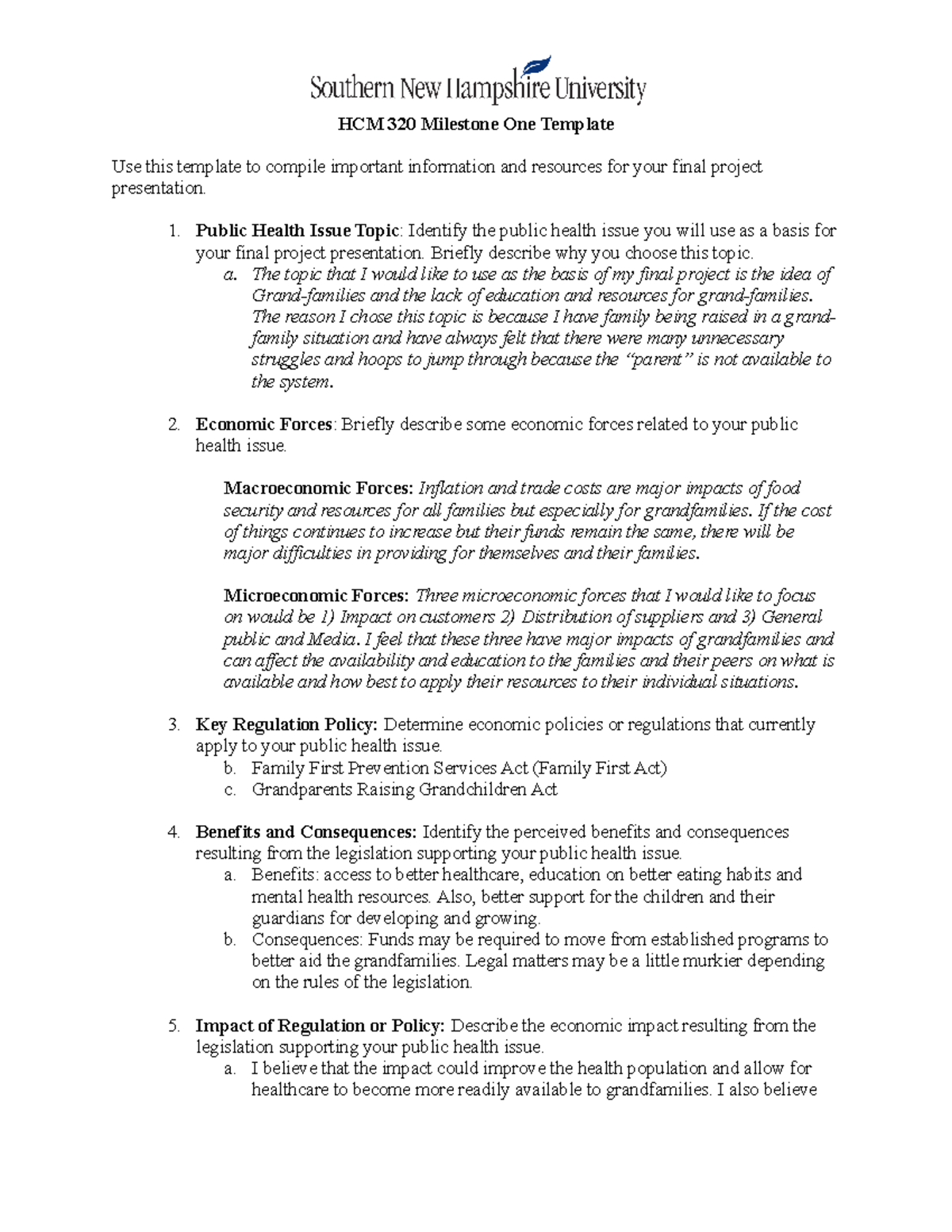 HCM 320 Milestone One Template - HCM 320 Milestone One Template Use ...