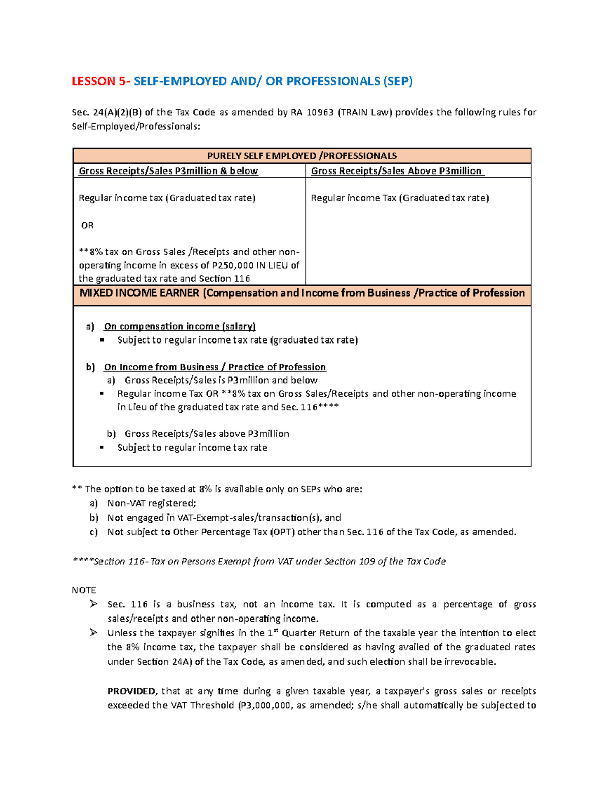5 Self Employed Professionals LESSON 5 SELF EMPLOYED AND OR 5-self-employed-professionals-lesson-5-self-employed-and-or