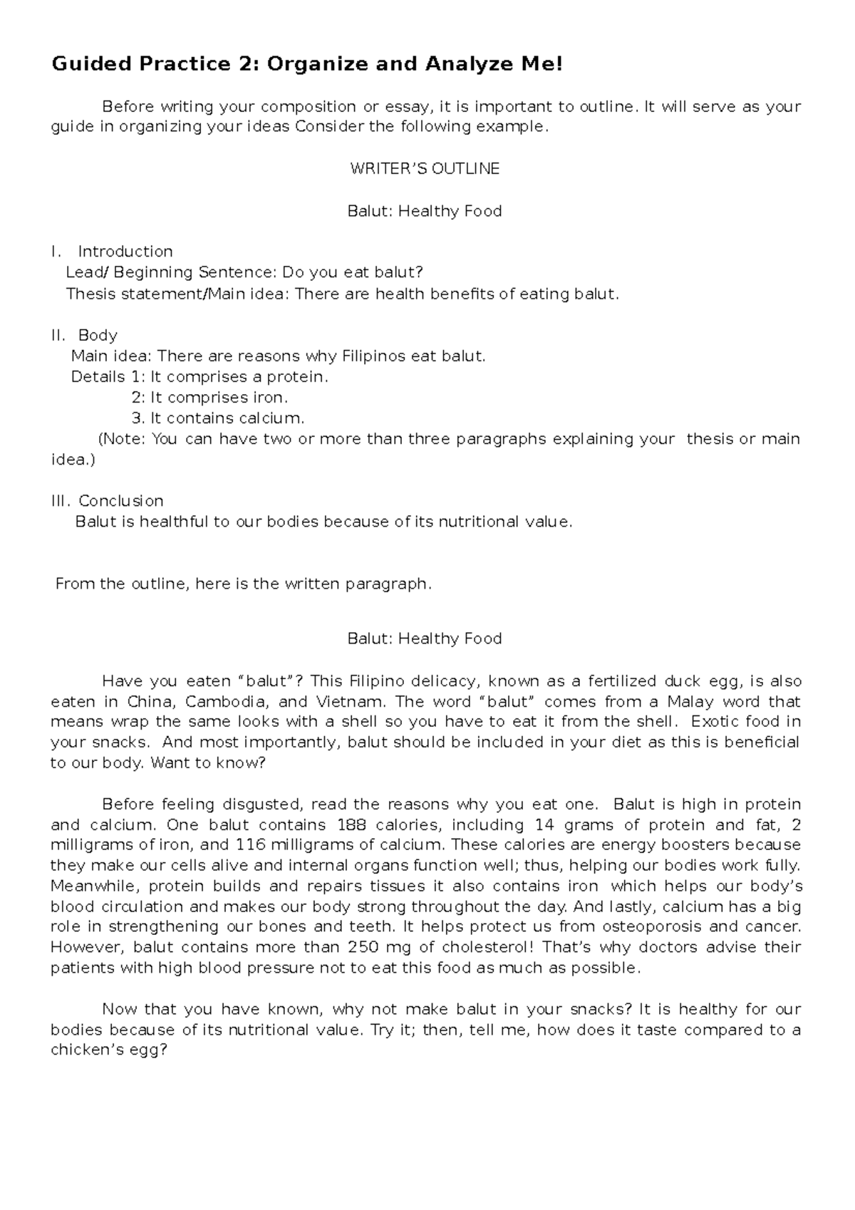 Guided Practice Activity for Lesson 5 - Guided Practice 2: Organize and ...